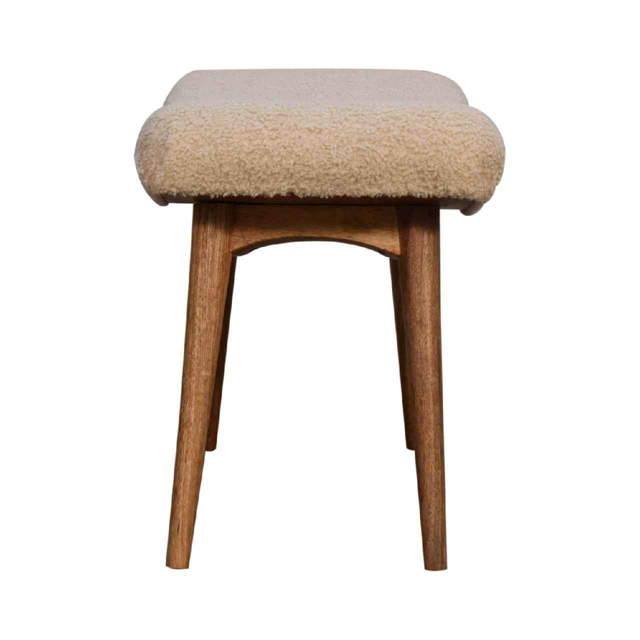 Curved Boucle Dressing Stool Padded Footstool Upholstered Seat