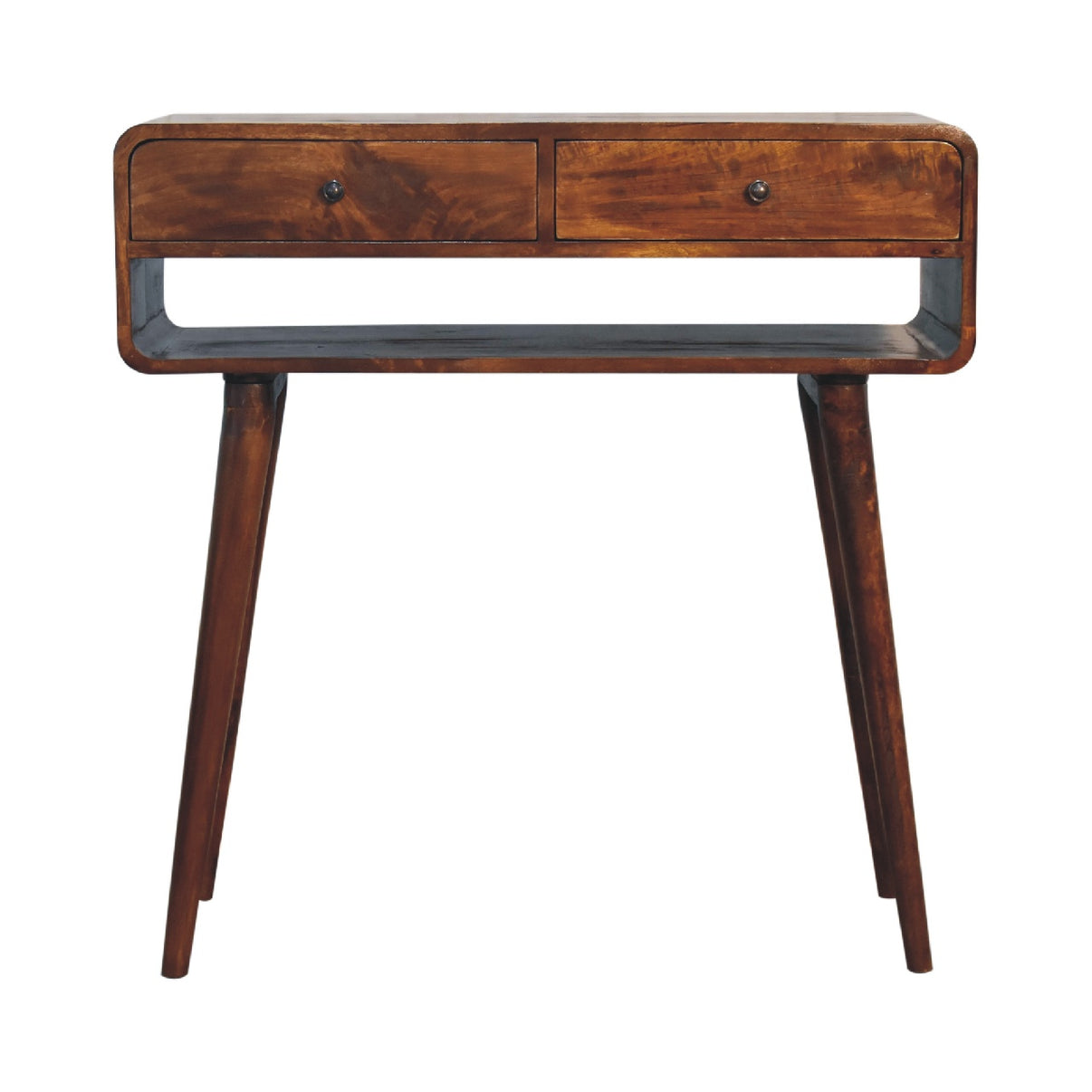 Curved Dark Wood Console Table With Storage Vintage Hallway Furniture