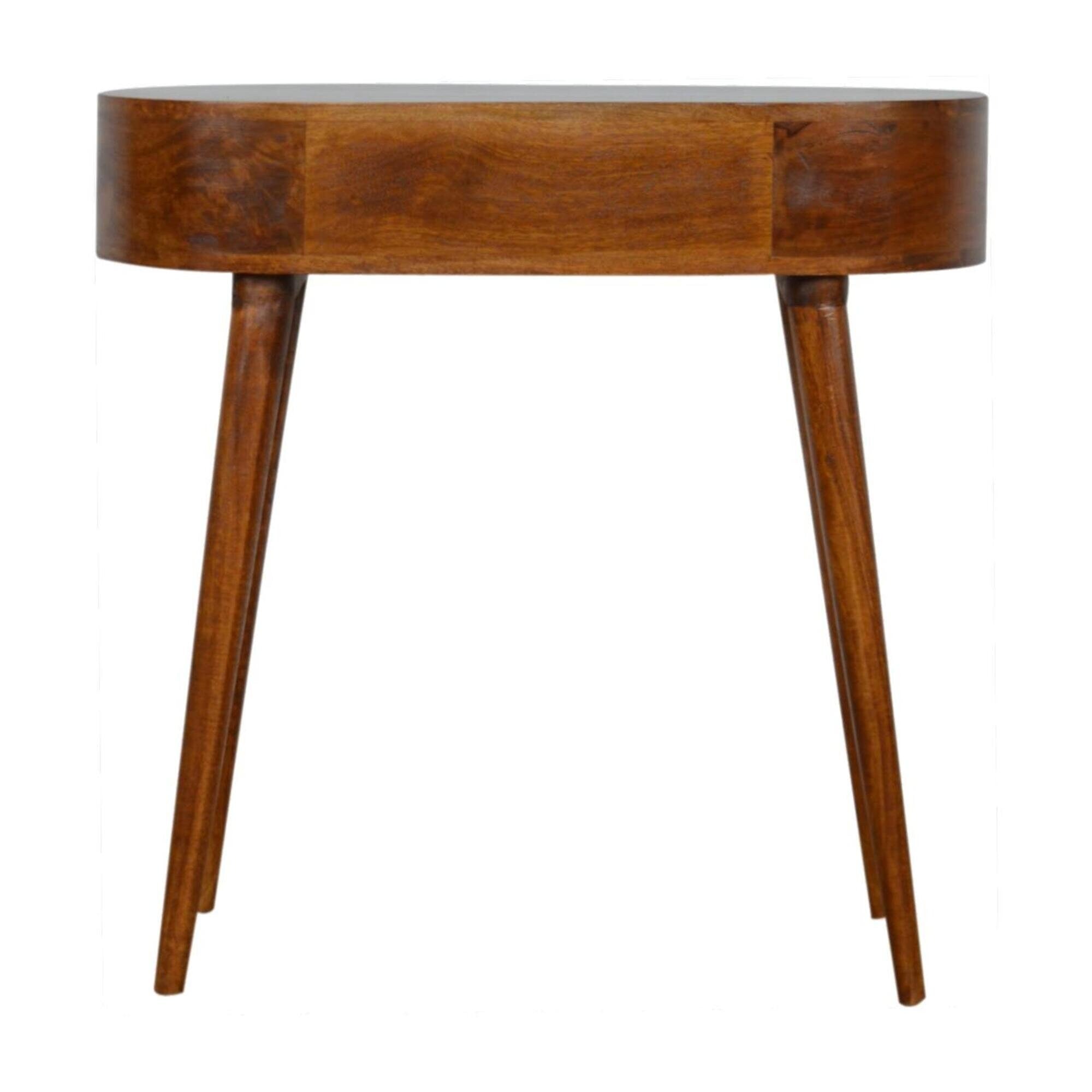 Rounded Mid Century Console Table Vintage Dark Wood Hallway Furniture