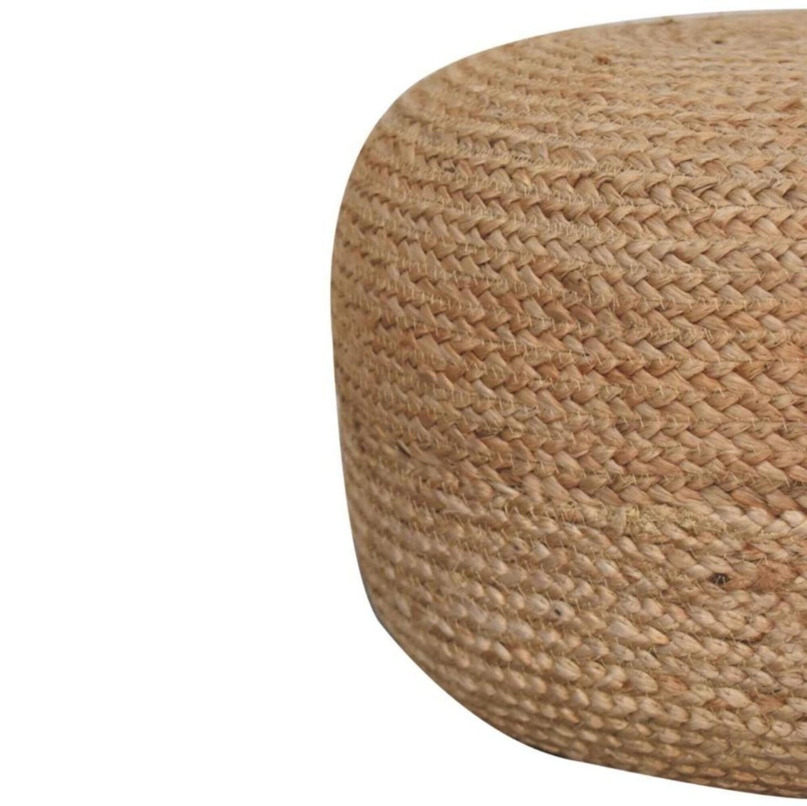 Rounded Natural Jute Pouffe