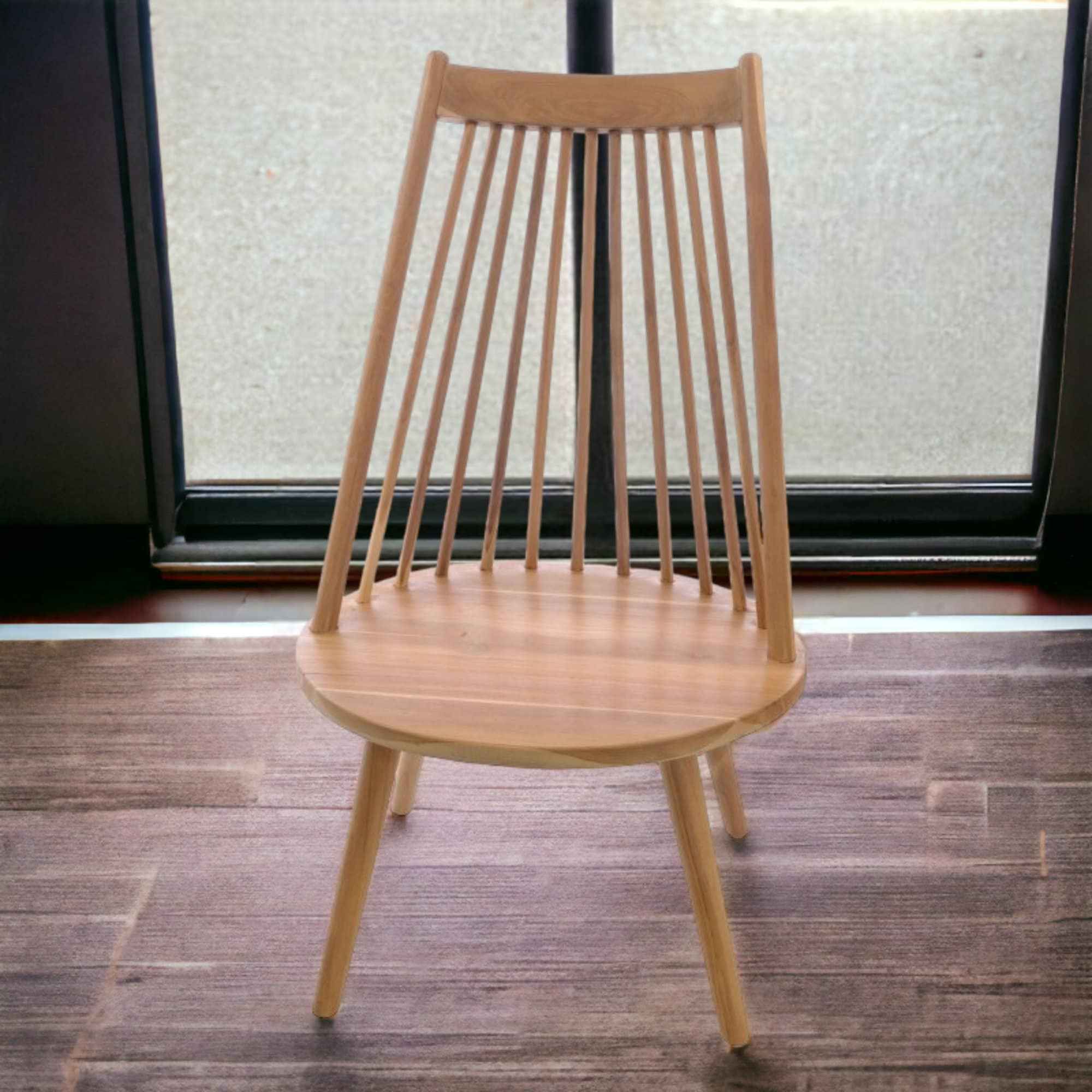 Scandinavian Curved High Back Chair Dining Room Wooden Nordic Seat