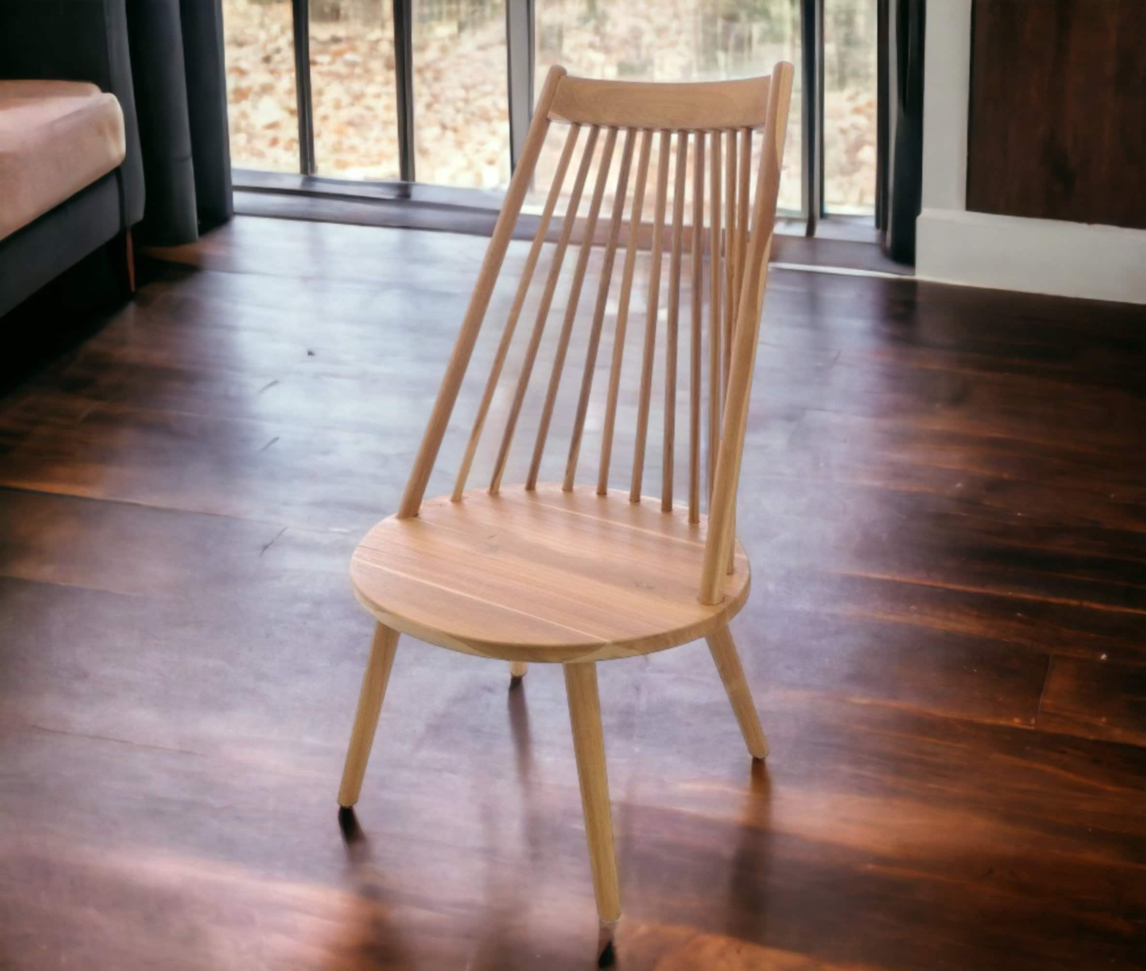 Scandinavian Curved High Back Chair Dining Room Wooden Nordic Seat