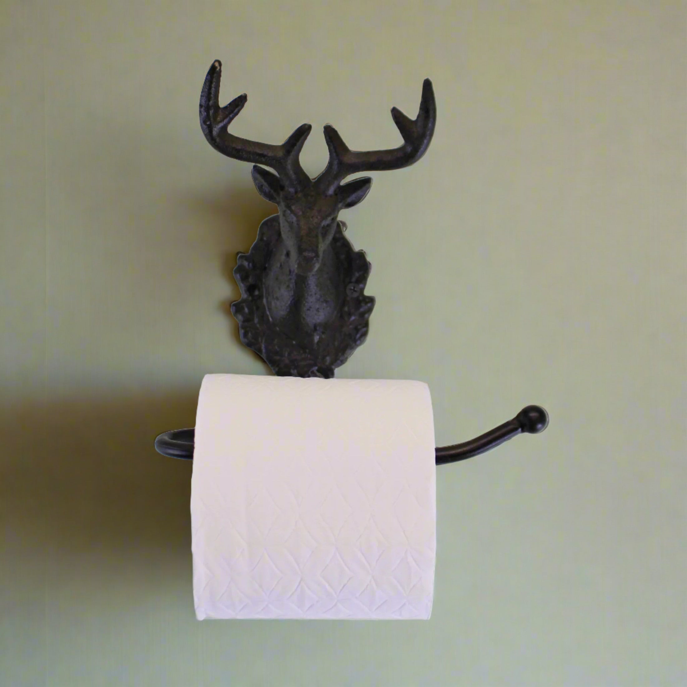 Wall Toilet Paper Roll Holder Industrial Cast Iron Hanger Stag Head